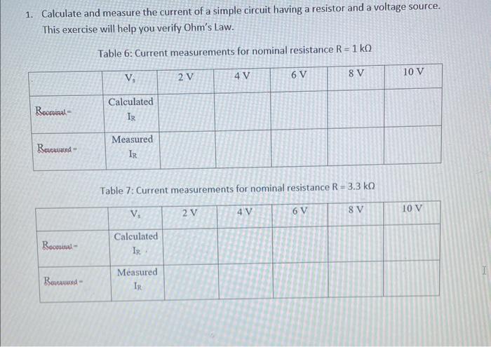 Solved Calculate and measure the current of a simple circuit | Chegg.com