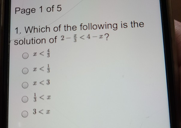 Solved Page 1 of 5 1. Which of the following is the solution | Chegg.com