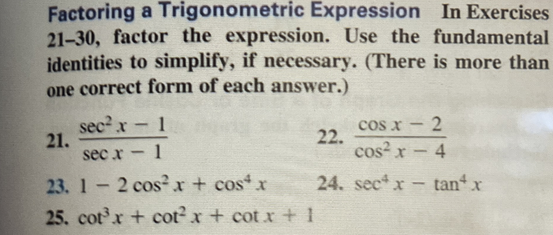 Solved Factoring a Trigonometric Expression In Exercises | Chegg.com