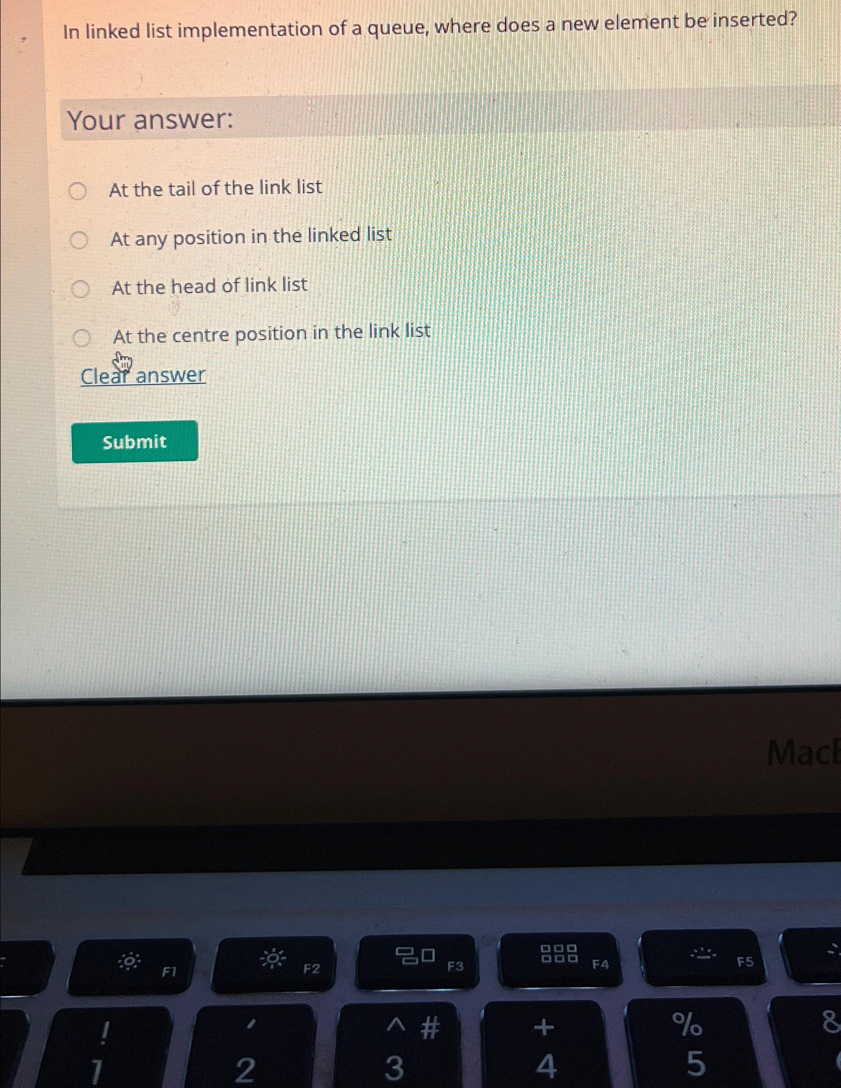 Solved In linked list implementation of a queue, where does | Chegg.com