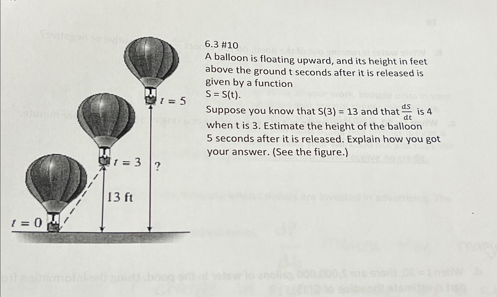 Solved 6.3#10A balloon is floating upward, and its height in | Chegg.com