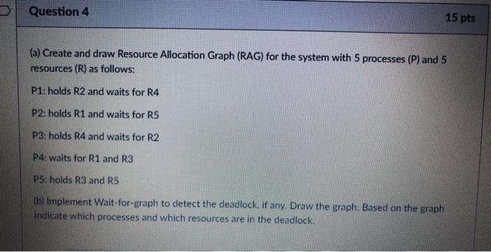 Solved Question 4 15 pts (a) Create and draw Resource | Chegg.com