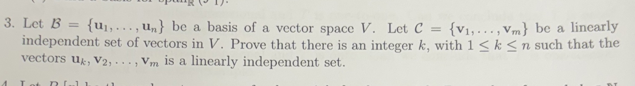 Solved Let B={u1,dots,un} ﻿be a basis of a vector space V. | Chegg.com