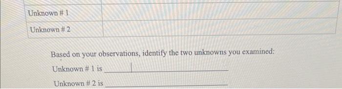 Solved Based on your observations, identify the two unknowns | Chegg.com