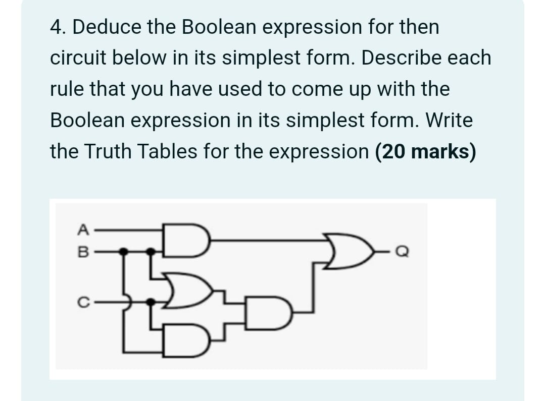 Solved Deduce the Boolean expression for then circuit below | Chegg.com
