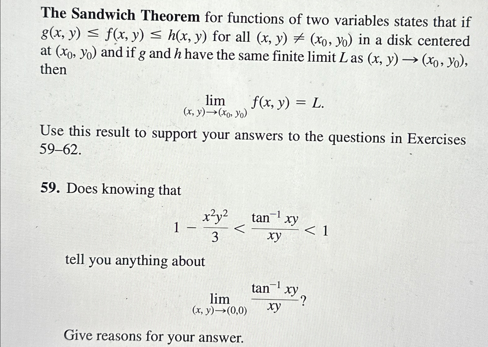 Solved The Sandwich Theorem for functions of two variables | Chegg.com
