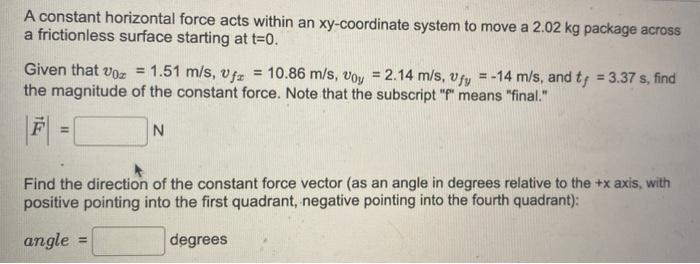 Solved A constant horizontal force acts within an | Chegg.com