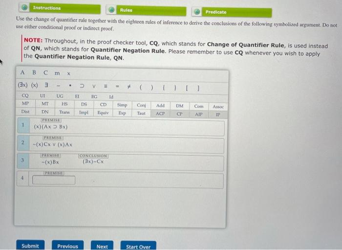 Solved Rules Instructions Predicate Use the change of | Chegg.com