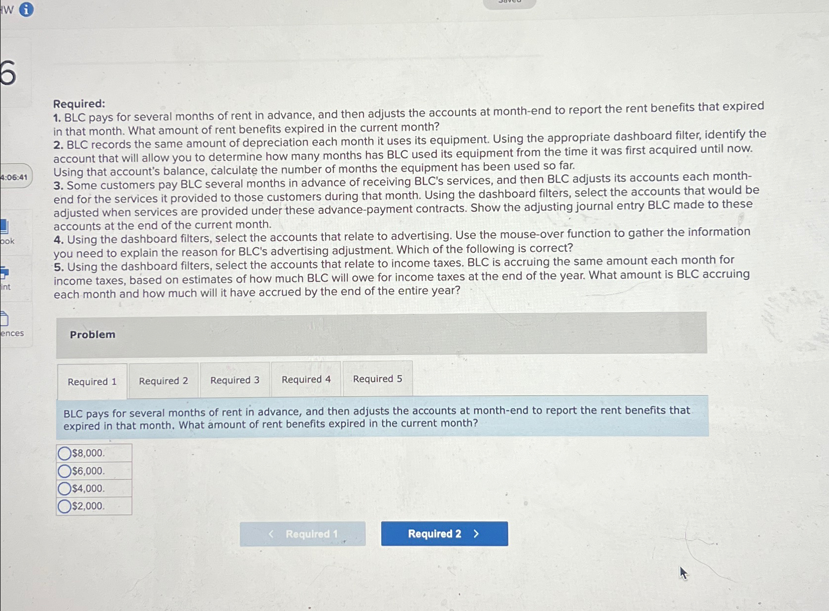 Required:BLC pays for several months of rent in | Chegg.com