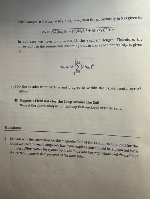 Solved (A)Magnetic Field Data for the Loop Around the Coil | Chegg.com