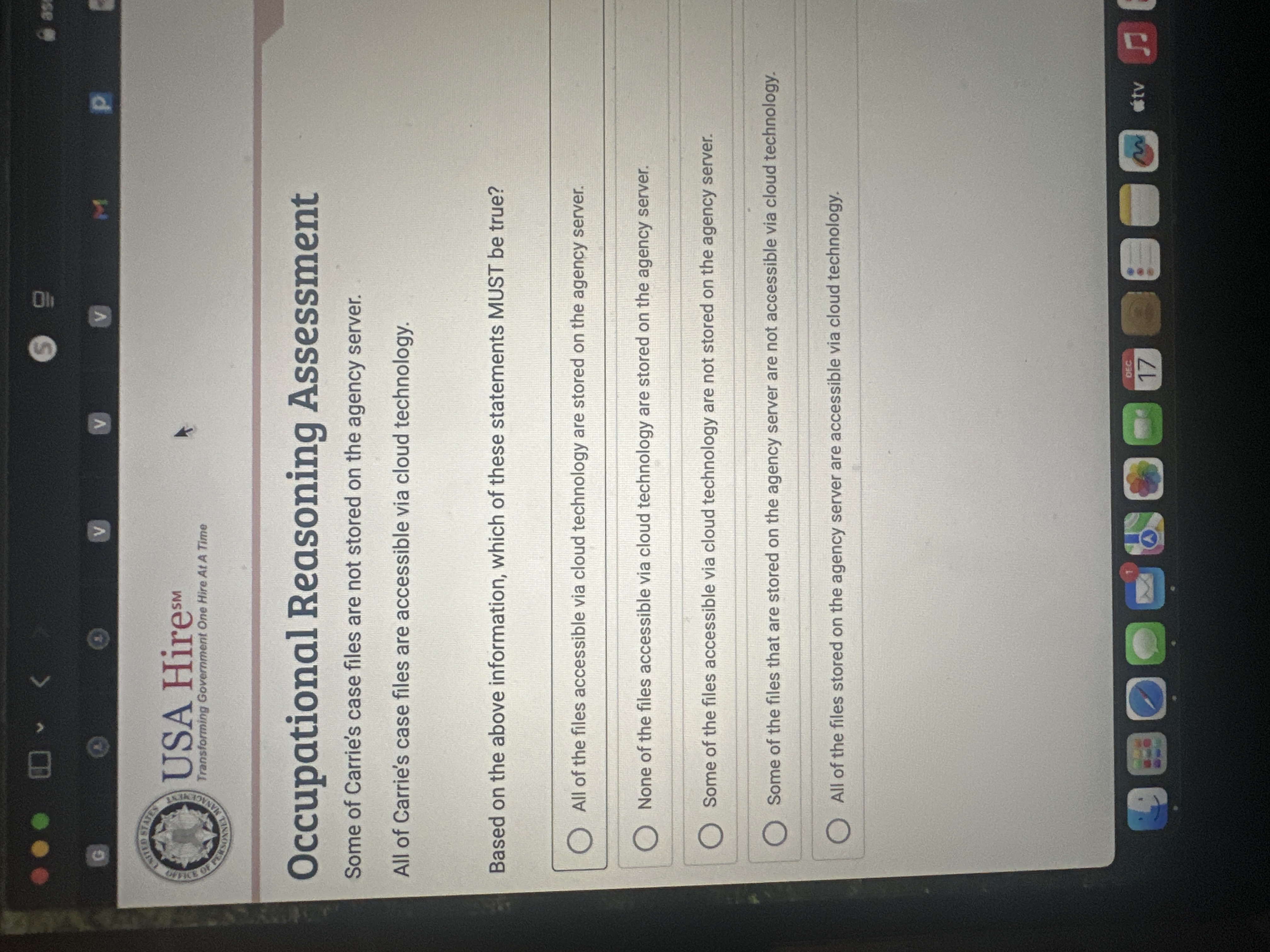 Solved Occupational Reasoning AssessmentSome of Carrie's | Chegg.com