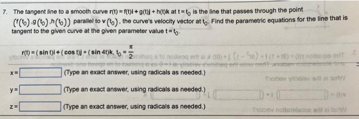 Solved 7. The tangent line to a smooth curve | Chegg.com