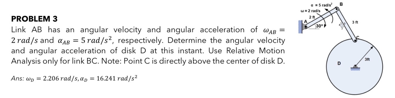 Solved PROBLEM 3Link AB ﻿has an angular velocity and angular | Chegg.com