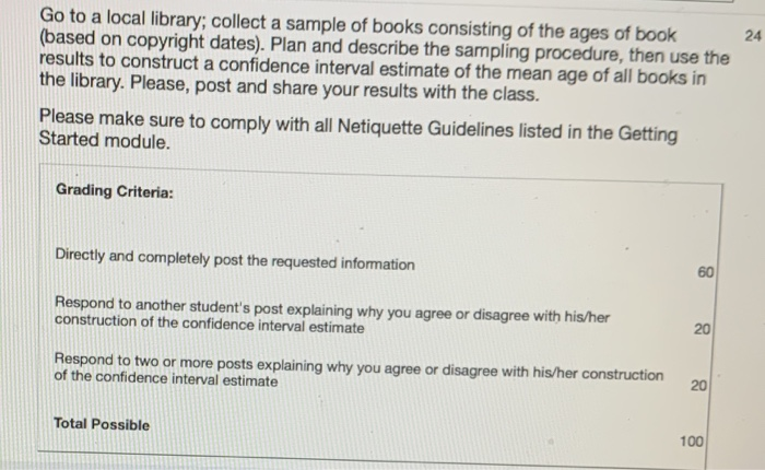 24 Go to a local library, collect a sample of books | Chegg.com