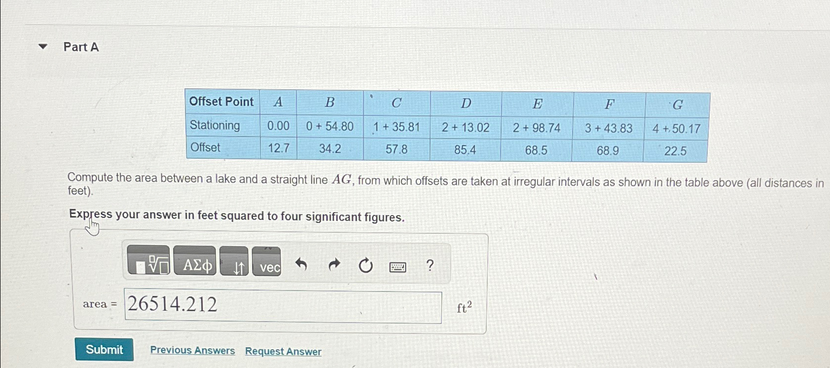 Solved Part A\table[[Offset Point,A,B,C,D,E,F,G | Chegg.com