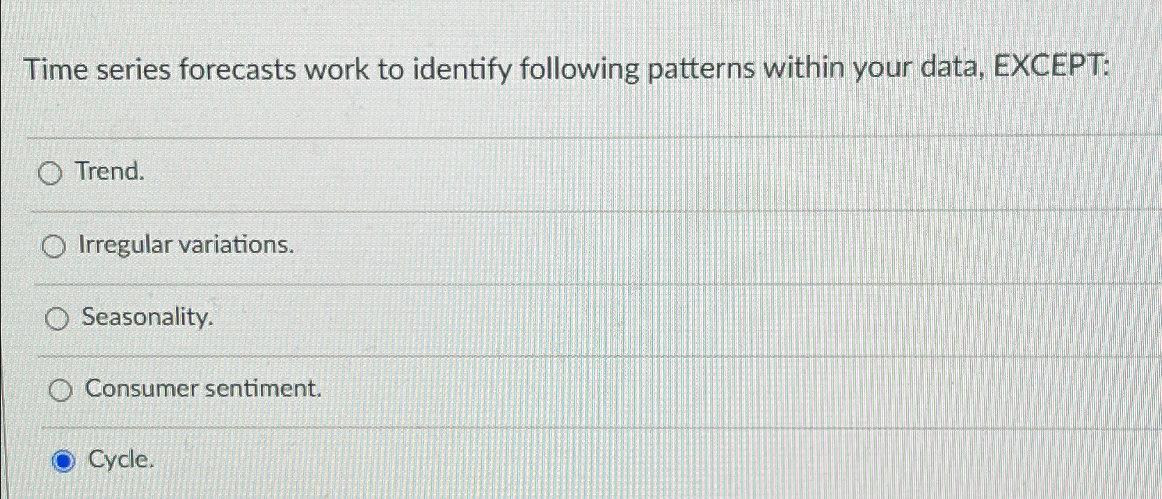 Solved Time series forecasts work to identify following | Chegg.com