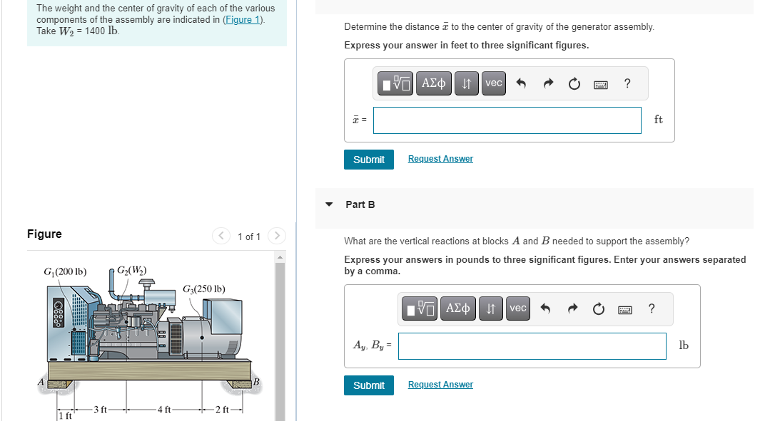 Solved The weight and the center of gravity of each of the | Chegg.com