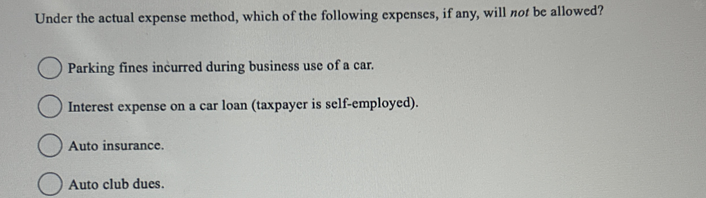Solved Under the actual expense method, which of the | Chegg.com