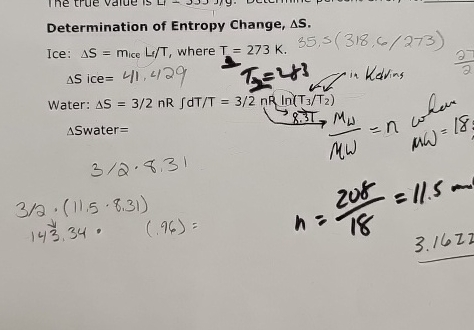 Solved Determination of Entropy Change, ΔS.Ice: ΔS= ﻿mice | Chegg.com
