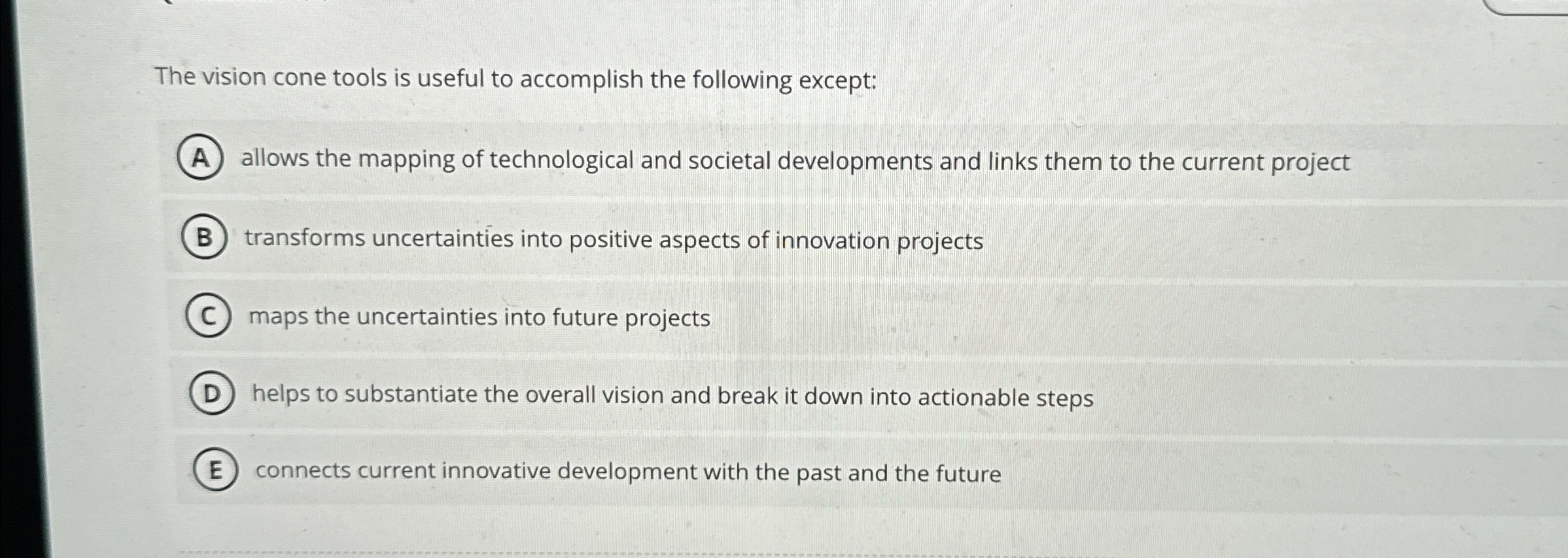 Solved The vision cone tools is useful to accomplish the | Chegg.com