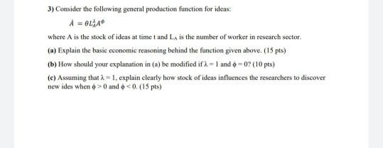 Solved 3) Consider the following general production function | Chegg.com