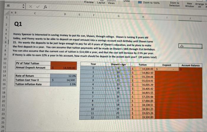 Solved only can use fv pv pmt excel function to fill all the | Chegg.com