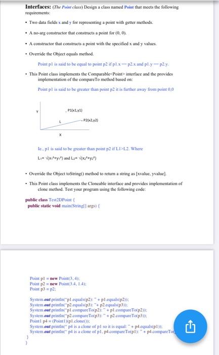 Solved Interfaces: (The Point class) Design a class named | Chegg.com