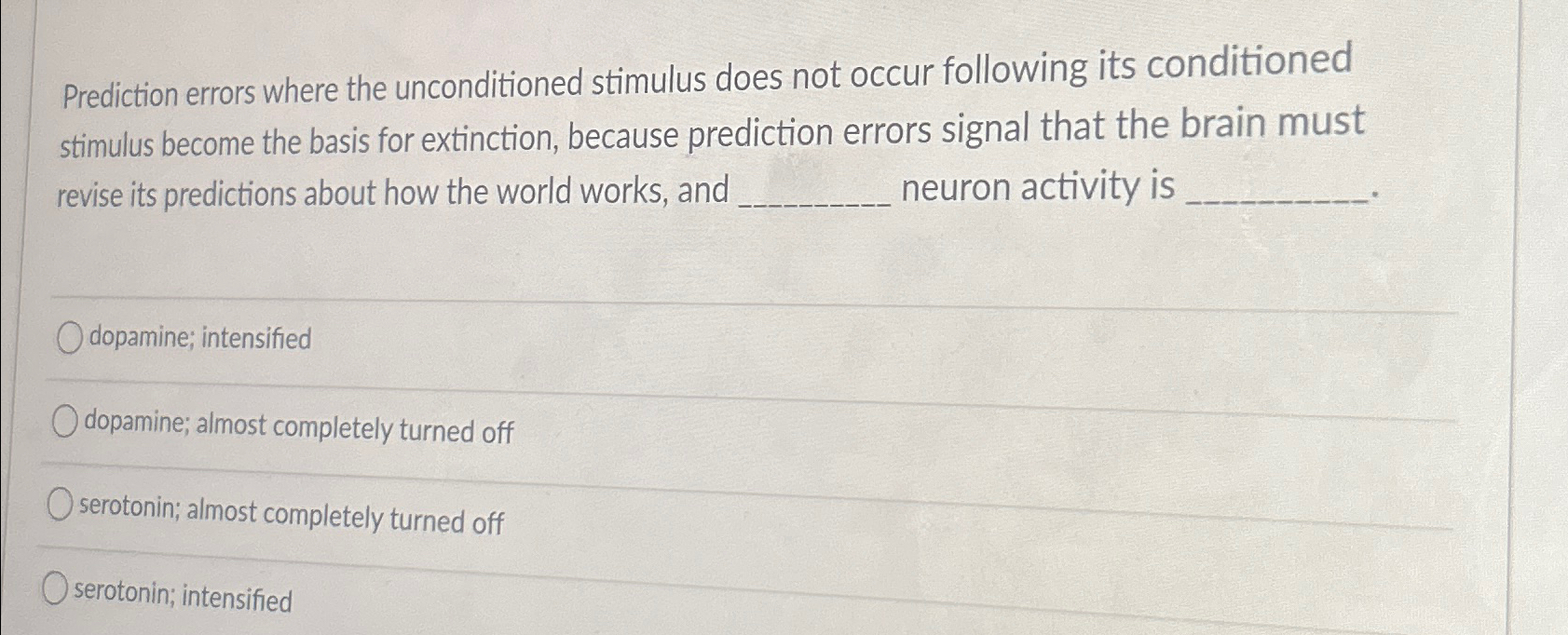 Solved Prediction errors where the unconditioned stimulus | Chegg.com