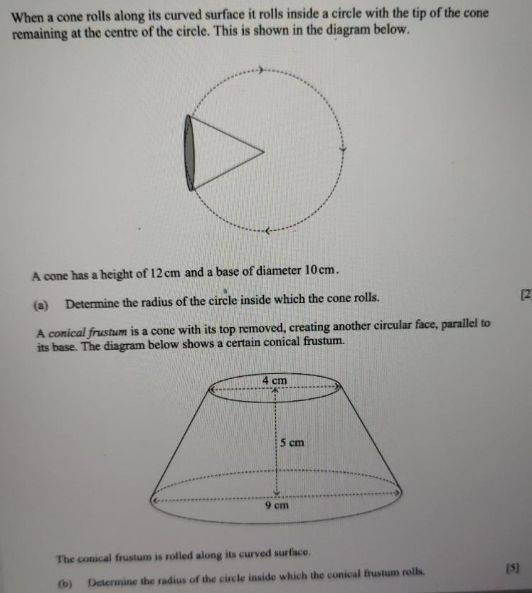 Solved When a cone rolls along its curved surface it rolls | Chegg.com