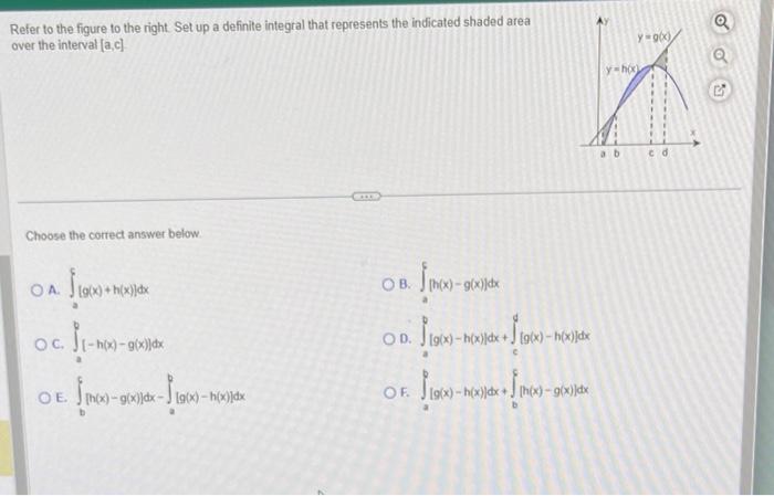 Solved Refer to the figure to the right. Set up a definite | Chegg.com