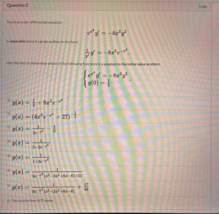 Solved The first order differential equation is separable | Chegg.com