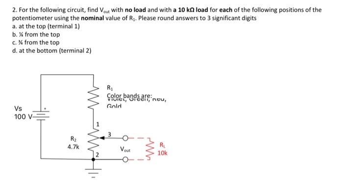 Solved 2. For the following circuit, find Vout with no load | Chegg.com