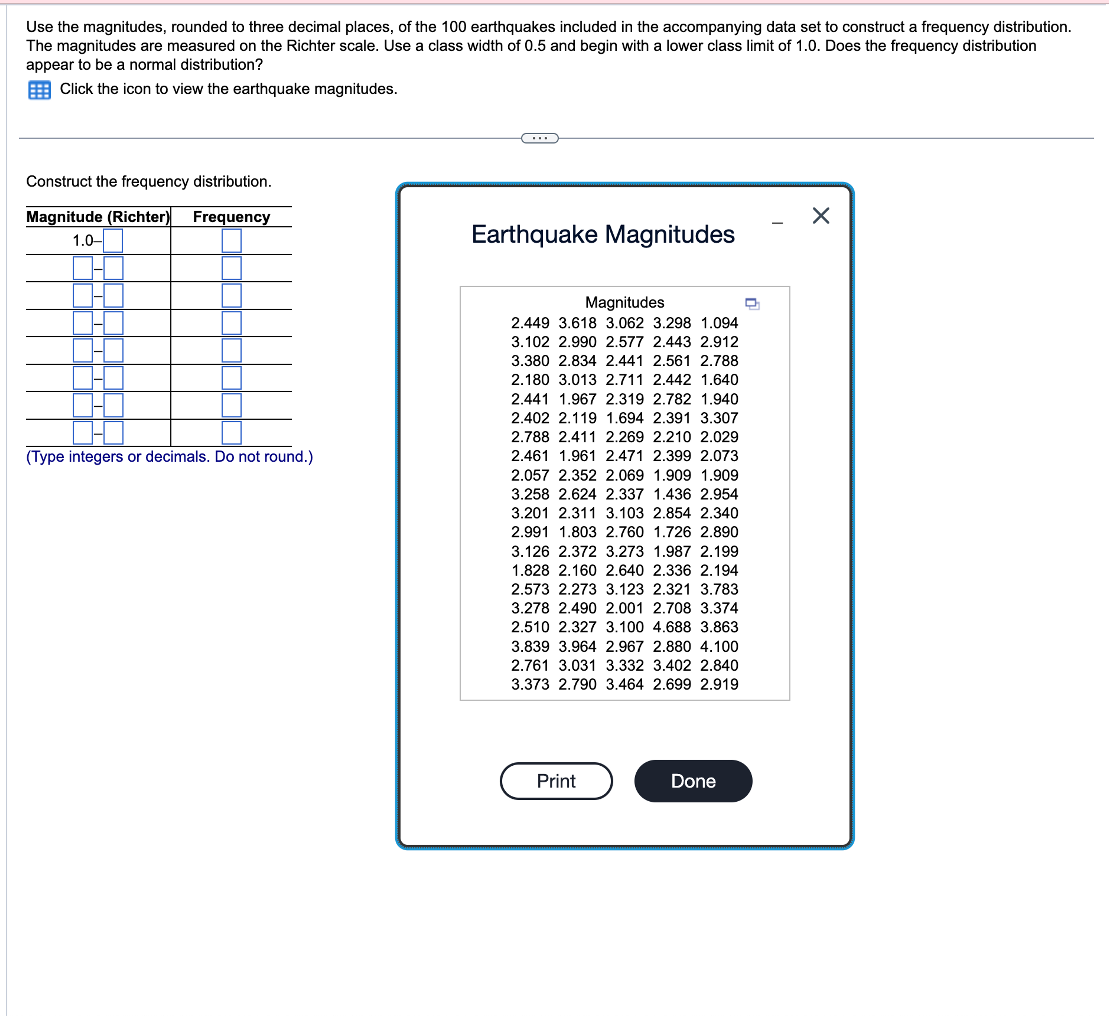 Solved Use the magnitudes, rounded to three decimal places, | Chegg.com
