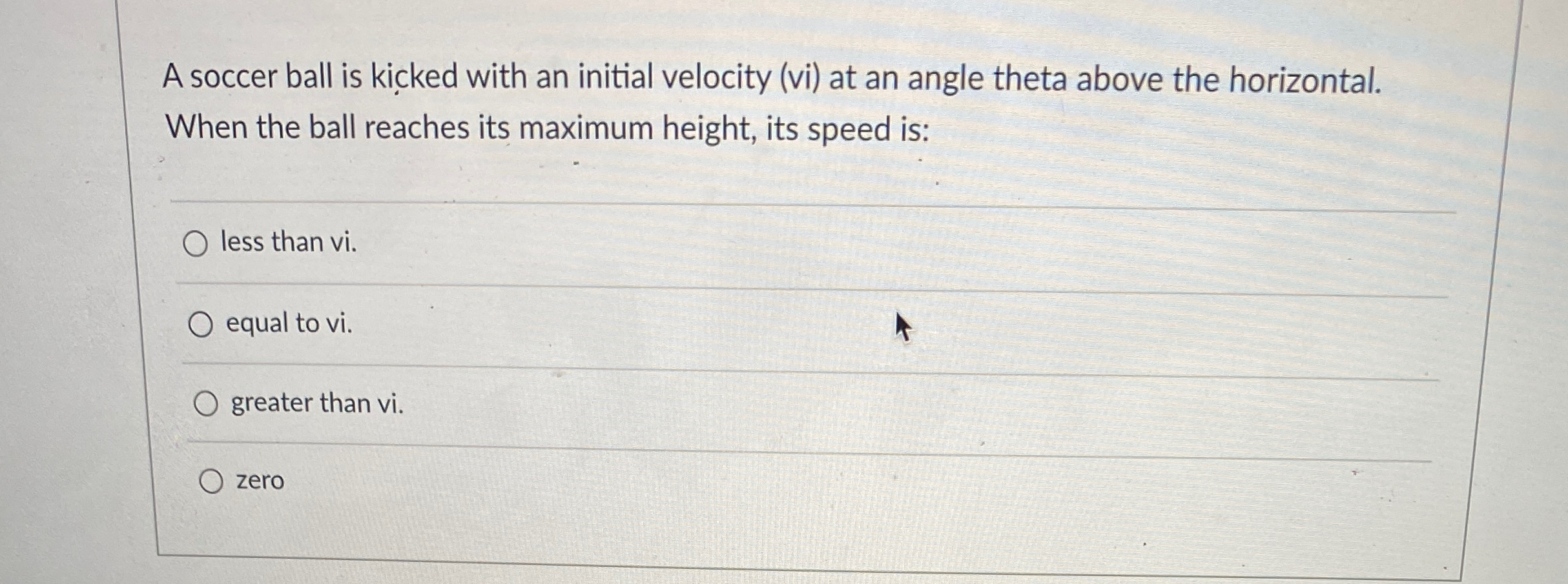 Solved A soccer ball is kicked with an initial velocity (vi) | Chegg.com