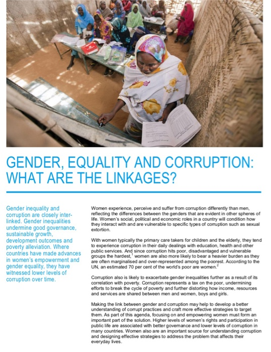 Solved Read the Policy Brief on Gender and Corruption. Write | Chegg.com