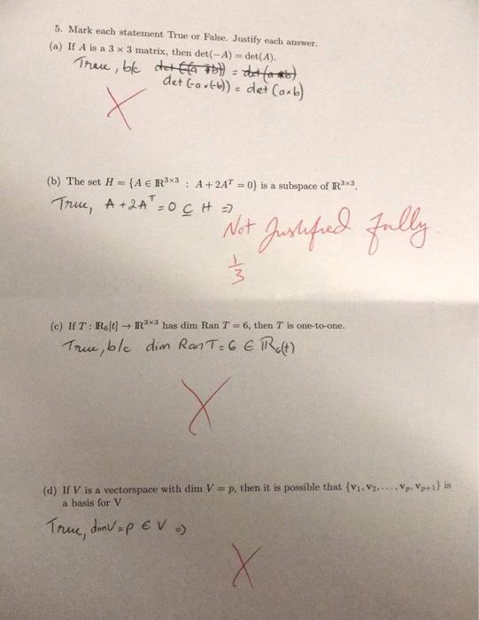 Solved 5. Mark each statement True or False. Justify each | Chegg.com