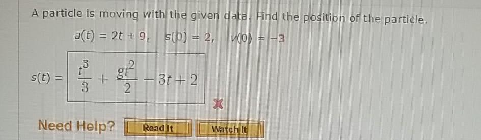 Solved A particle is moving with the given data. Find the | Chegg.com