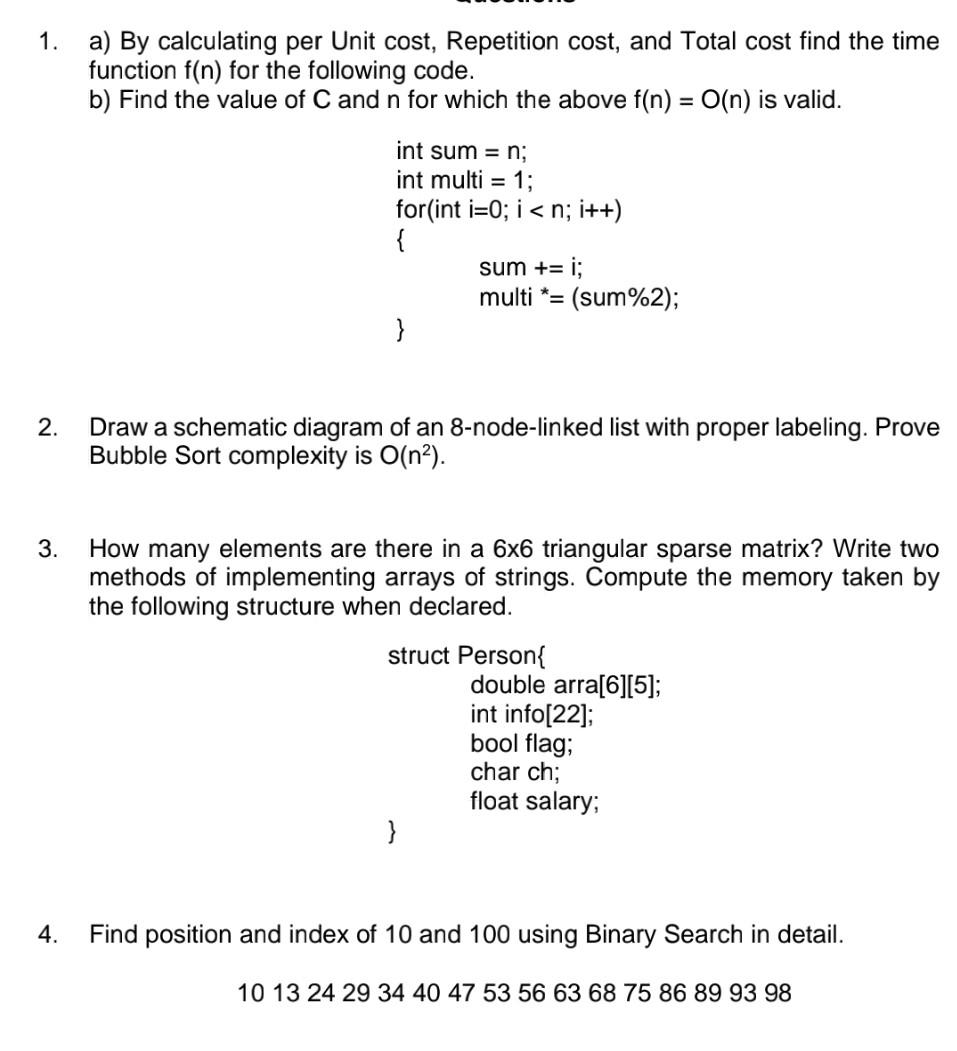 Solved 1. a) By calculating per Unit cost, Repetition cost, | Chegg.com