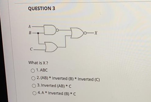 Solved QUESTION 3 A B What is X? 1. ABC 2.(AB) * Inverted | Chegg.com