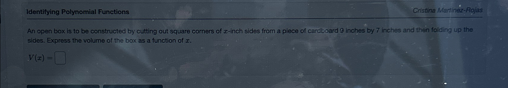 Solved Identifying Polynomial FunctionsCristina | Chegg.com
