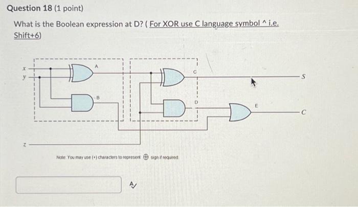Solved Question 18 (1 point) What is the Boolean expression | Chegg.com