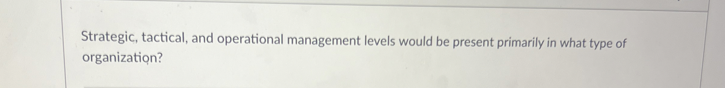Solved Strategic, tactical, and operational management | Chegg.com