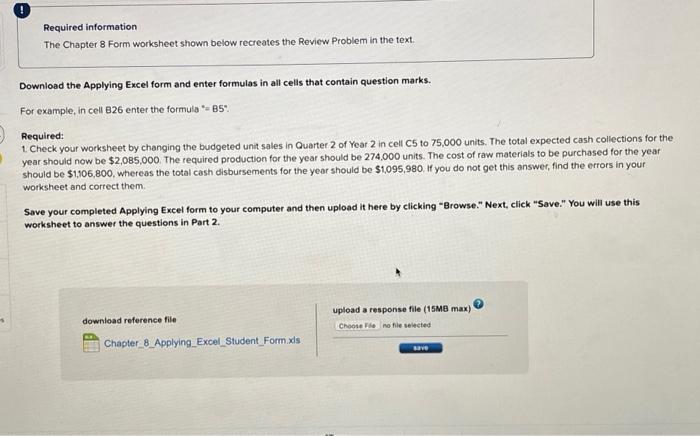 Solved Required information The Chapter 8 Form worksheet | Chegg.com