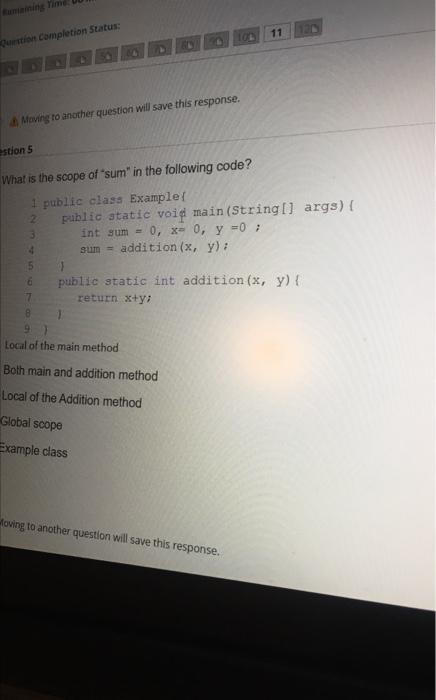 Solved uestion 1 Consider the following code. The main | Chegg.com