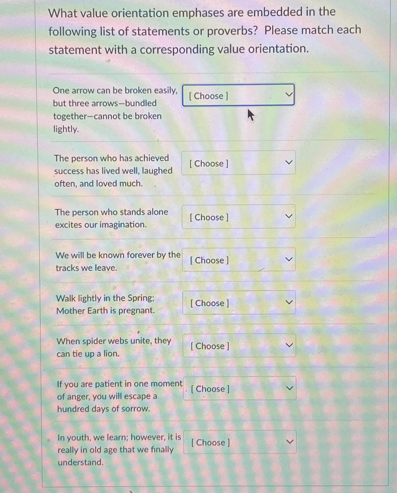 Solved What value orientation emphases are embedded in the | Chegg.com