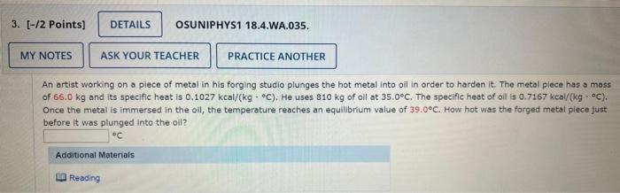 Solved 3. [-12 Points) DETAILS OSUNIPHYS1 18.4.WA.035. MY | Chegg.com Solved 3. [-12 Points) DETAILS OSUNIPHYS1 18.4.WA.035. MY | Chegg.com