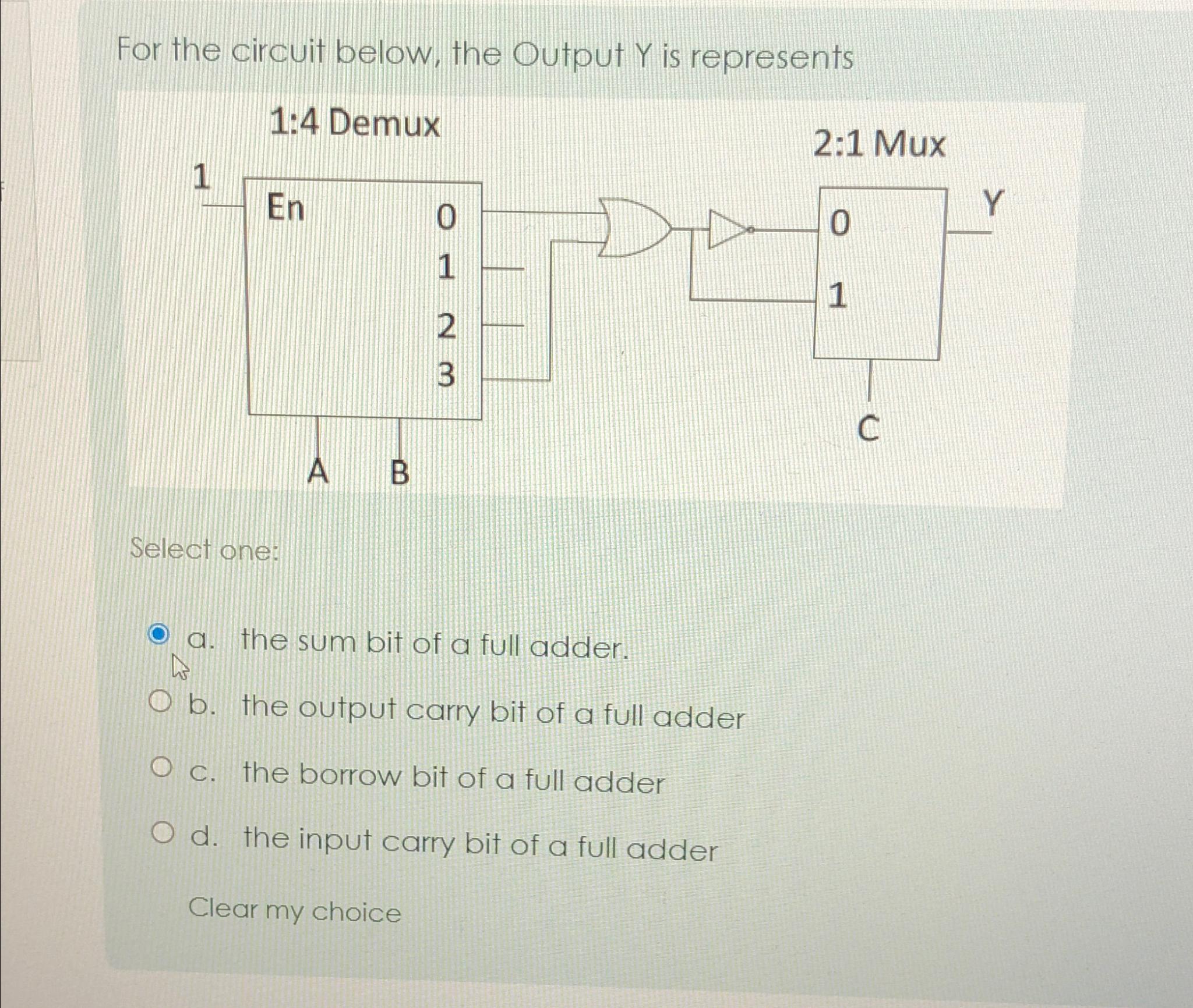 Solved For the circuit below, the Output Y ﻿is | Chegg.com