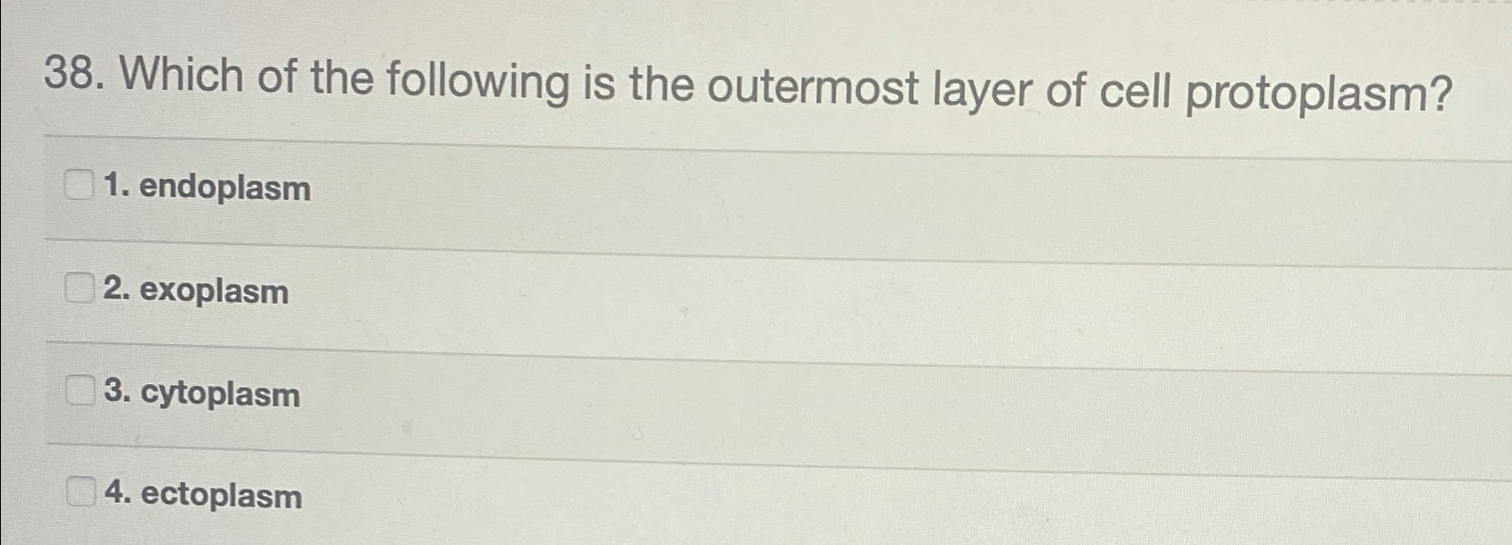 Solved Which of the following is the outermost layer of cell | Chegg.com