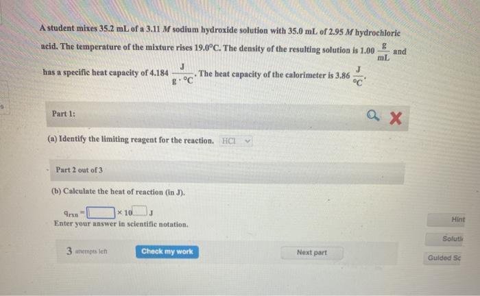 Solved A student mixes 35.2 mL of a 3.11 M sodium hydroxide | Chegg.com