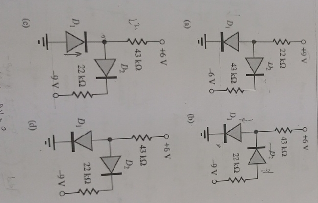 [Solved]: 3.75. Find the Q-points for the diodes in the four